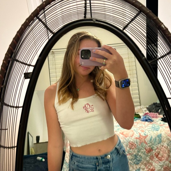 Brandy Melville | Tops | Brandy Melville White Tank Top With Red Devil ...